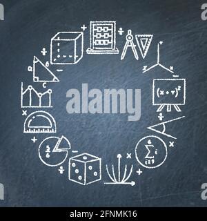 Math science symbols frame with place for text. Mathematics banner in ...