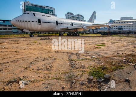 Closeup shot of a Boeing 747 or Jumbo Jet in Pattaya in Chonburi ...