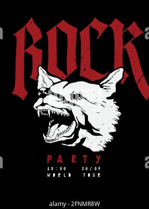 Angry barking dog rock music t-shirt print. Angry pack rock band world ...
