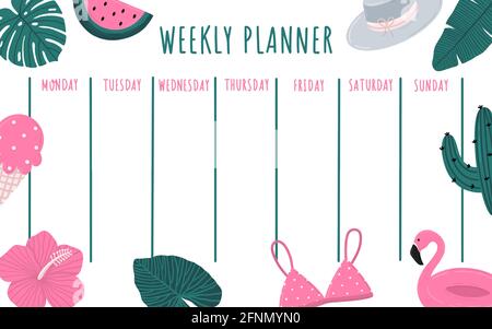 School timetable hand drawn design. Vector planner template for ...