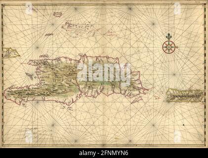Vintage copper engraved map of Hispaniola from 18th century. All maps ...