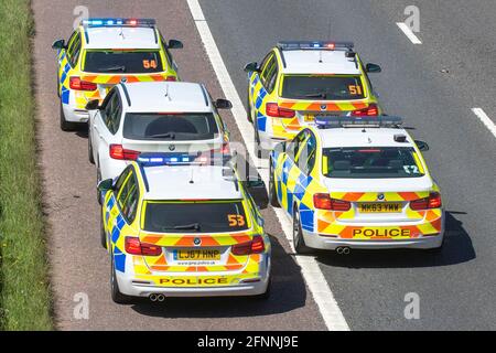 Police TAC OPs BMW driving on he M6 Motorway, UK; driving on the M6 ...