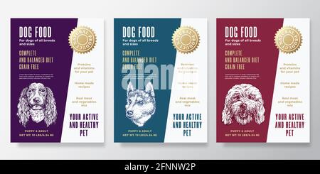 Pet Food Label Templates Set. Abstract Vector Packaging Design Layouts ...
