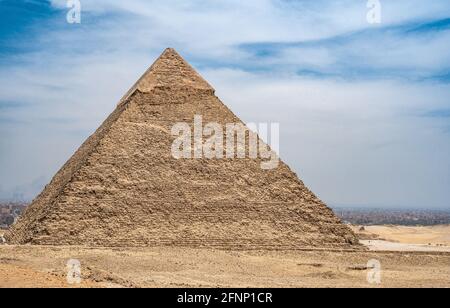 The Great Sphinx next to the Pyramids of Egypt in the desert of Giza ...