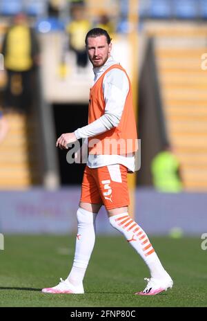 James Husband of Blackpool warms up ahead of kick-off during the Sky ...