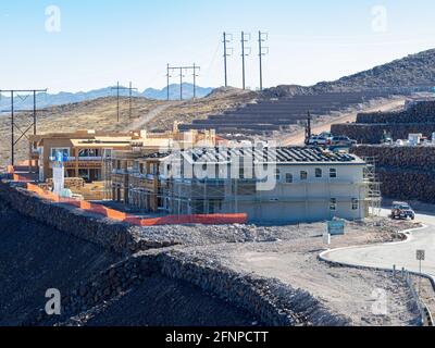 Sunny high angle view of the Henderson skyline at Nevada Stock Photo ...