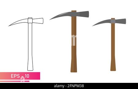 A set of picks for gold diggers with a wooden handle. Realistic and ...