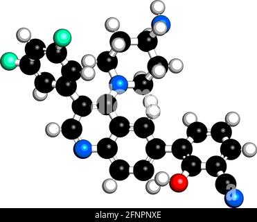 Paltusotine acromegaly drug molecule. 3D rendering. Atoms are ...