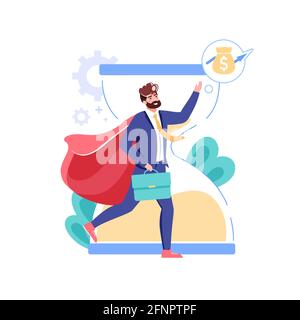 With money bag character hourglass concept for business deadline Stock ...