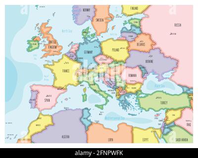 Continental Europe map - hand-drawn cartoon style Stock Vector Image ...