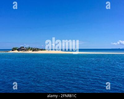Small Fijian Island Covered In White Sand Surrounded By Ocean Stock ...