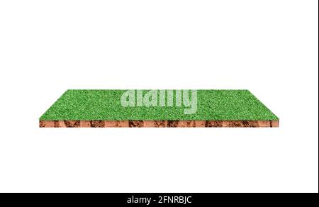 Soil cubic geology cross section with green grass field isolated on ...