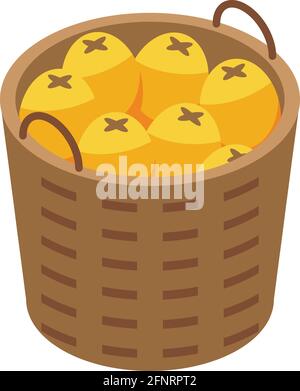 Fruits picnic basket icon isometric vector. Food summer basket. Hamper ...