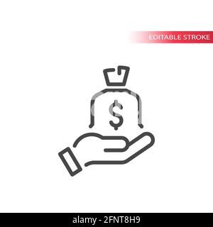 Business icon with hand and money bag with dollar sign. Concept of ...