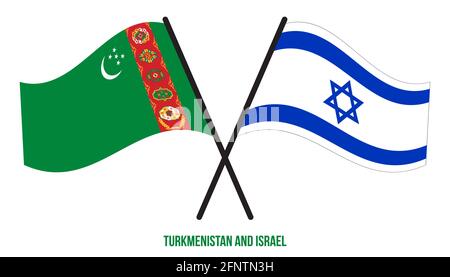 Israel and Turkmenistan flags for official meeting against background ...