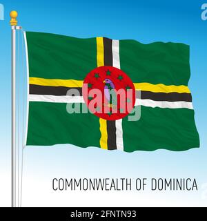 Dominica official national flag and coat of arms, vector illustration ...