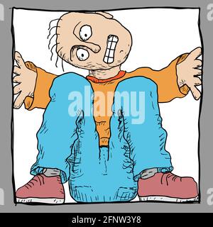 Vector drawing of man stuck, trapped in a square shape Stock Vector ...