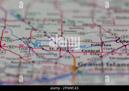 Cotesfield Nebraska USA Shown on a Geography map or Road map Stock ...