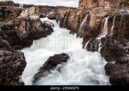 Barnafossar waterfall, Husafell, Iceland Stock Photo - Alamy
