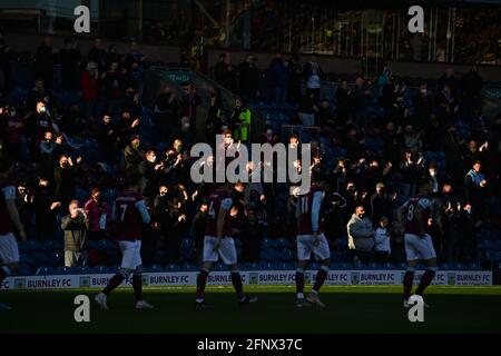 Burnley fans applaud their side during the Premier League match at Turf ...