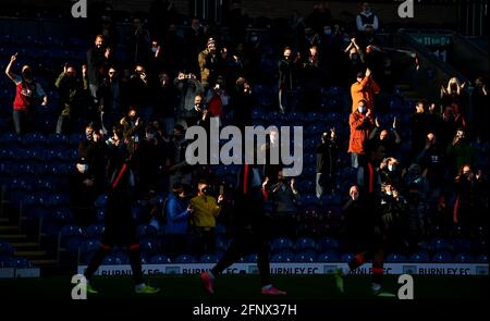 Burnley fans applaud their side during the Premier League match at Turf ...