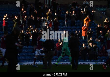 Burnley fans applaud their side during the Premier League match at Turf ...