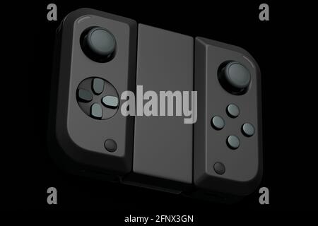 Portable video game controllers attached to touch screen on black ...