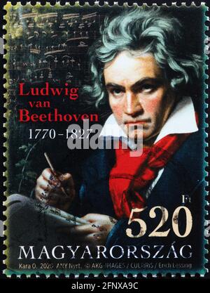 A portrait of Ludwig van Beethoven, the famous German composer, painted ...