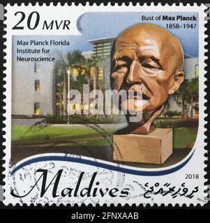A bust of German scientist Max Planck created by Walter Wolff in 1939 ...