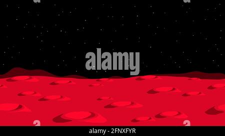 Mars surface, alien planet landscape with sand or dust storm. Cartoon ...