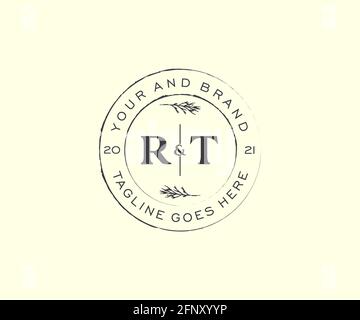 RT letters Botanical feminine logo template floral, editable premade ...