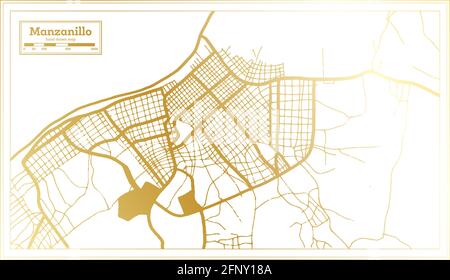 Manzanillo Cuba City Map in Retro Style. Outline Map. Vector ...
