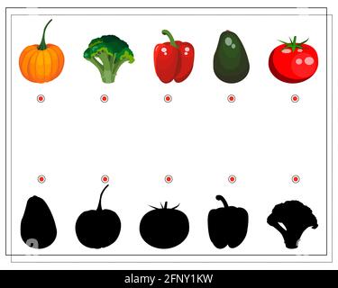 Find the correct shadow. Vegetable cucumber. Education developing ...