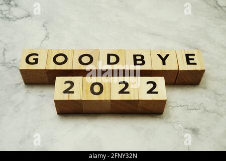 Goodbye 2022 word alphabet letters on red and blue background Stock ...