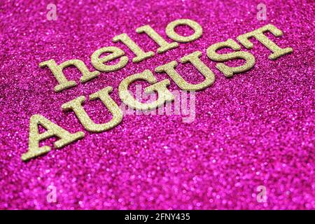 Happy august alphabet letters on pink glitter background Stock Photo ...