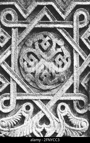 Distressed overlay texture of concrete with ornament, pattern. grunge ...