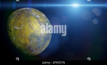 forest planet, green and biologically active alien planet in a distant ...