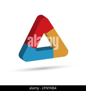 Triangle infographics. The triangle diagram is divided into 3 parts ...