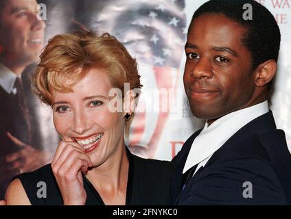 Emma Thompson and Adrian Lester, stars of Primary Colors, arriving at ...