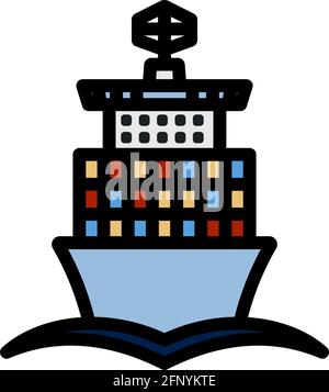 Container Ship Icon. Editable Bold Outline With Color Fill Design ...