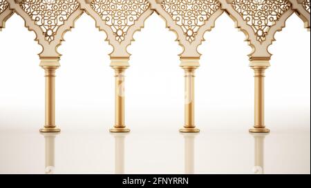 Islamic architectural detail isolated on white background. 3D ...