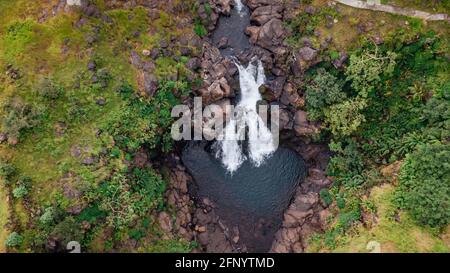 Aerial shot of a Kondwal waterfall, Bhimashankar, Maharashtra, India ...