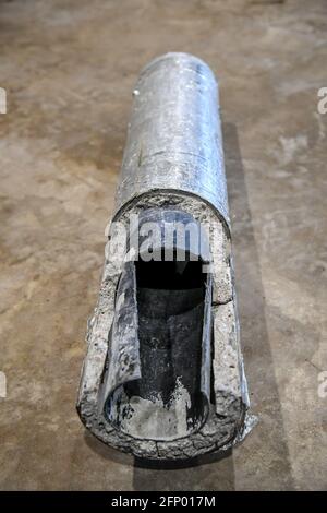 A previously cut free 'lock-on' device, used by protesters to link arms ...