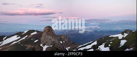 Spring Landscape With Snowy Mountains, Ciucas, Transylvania, Romania ...