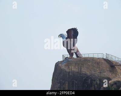 Side view of the huge statue of the bald eagle with its opened wings on ...