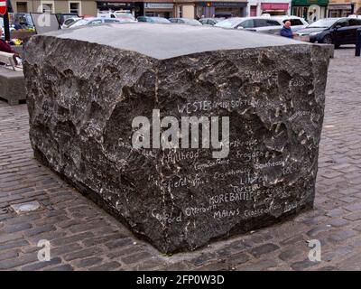 Kelso Stane by sculptor Jake Harvey, names of local place names are ...