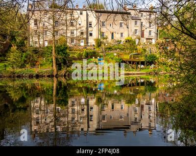 Calm water in the River Derwent in summer at Matlock Bath a popular ...