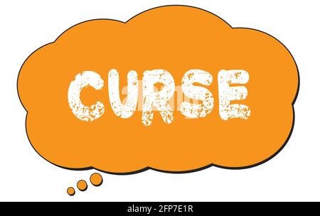 CURSE text written on orange grungy zig zag borders round stamp Stock ...