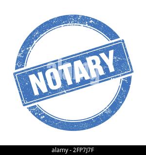 NOTARY text on blue grungy vintage rectangle stamp Stock Photo - Alamy