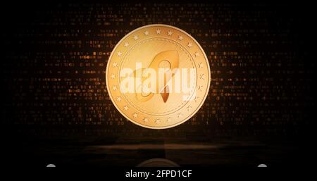 Stellar XLM cryptocurrency symbol gold coin on green screen background ...